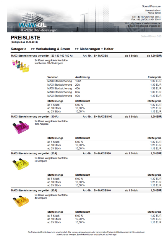 JTL Wawi Druckvorlage Preisliste (Design 01) - WaWi-DL, 35,00